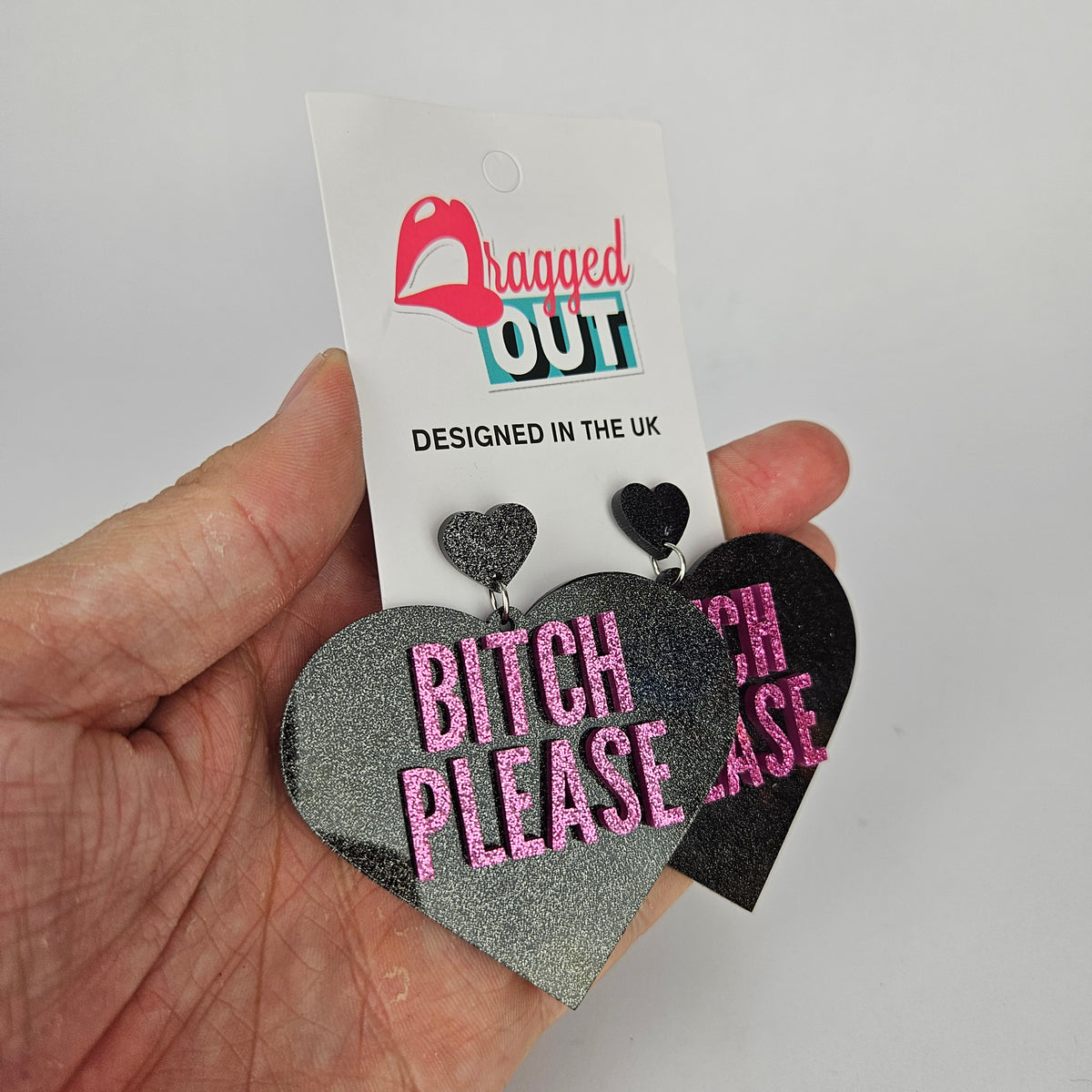 Bitch Please Heart Acrylic Earrings – Dragged Out